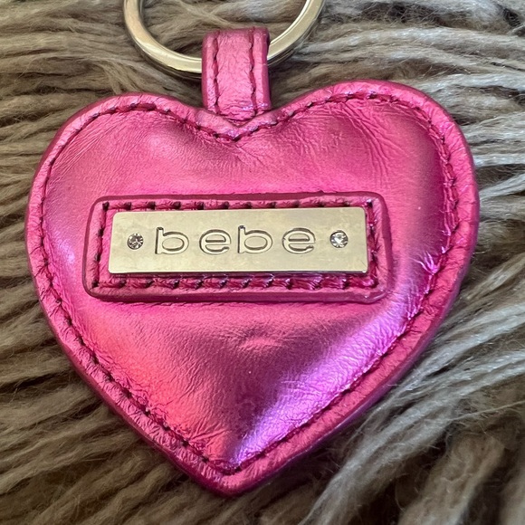 bebe | Accessories | Nwt Authentic Bebe Puff Heart Keychain Hot Pink ...